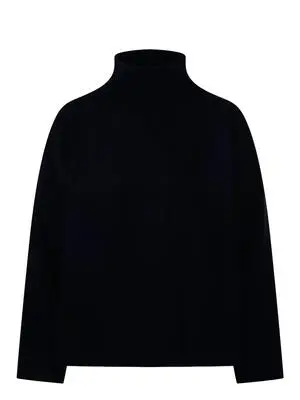 ALLUDE High-neck Dropped-shoulder Sweater Blue