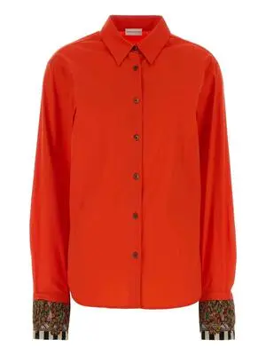 Dries Van Noten Coral Stretch Poplin Chloris Shirt - Red