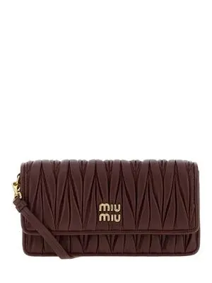 Miu Miu Burgundy Nappa Leather Mini Crossbody Bag - Red