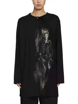 Yohji Yamamoto Graphic-print Long-sleeve T-shirt - Black
