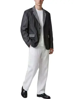 Junya Watanabe Contrast-lapel Topstitched Jacket - Grey