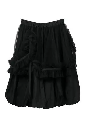 Noir Kei Ninomiya Ruffled Midi Skirt - Black