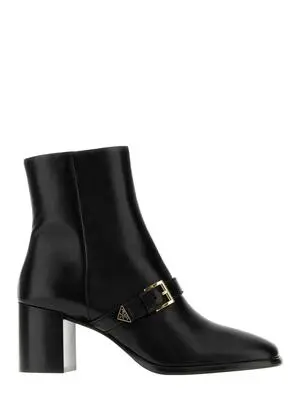 Prada Leather Ankle Boots - Black