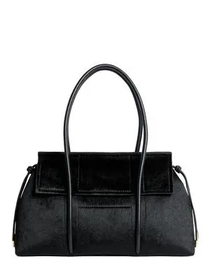 Harrods Medium Calf Hair Marcie Shoulder Bag - Black