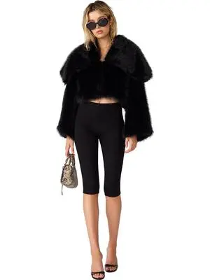 Steve Madden Amallia Coat Cropped Jackets & Coats - Black