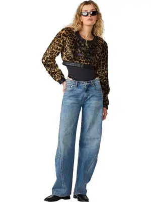 Steve Madden Felicitey Jacket Long Sleeve Cropped Jackets & Coats - Leopard
