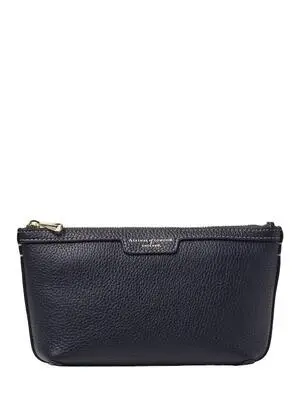 ASPINAL OF LONDON Hudson Small Pouch In Classic Milled Pebble Navy