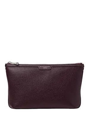 ASPINAL OF LONDON Hudson Large Pouch In Milled Pebble - Red