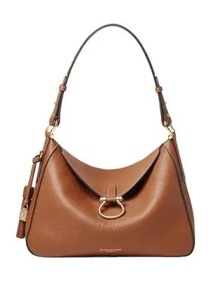 ASPINAL OF LONDON Bella Hobo In Moleskin Milled Pebble Tan