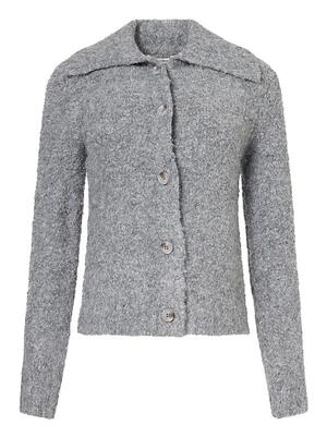 4TH & RECKLESS Carson Collared Knitted Cardigan - Grey