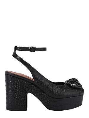 Kurt Geiger Chelsea Platform Sling-back Leather Heels - Black