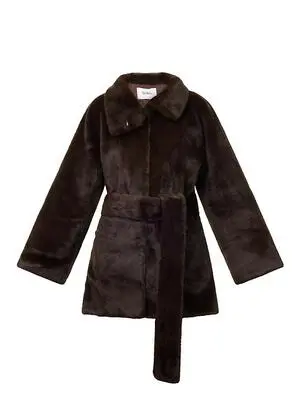 Stylein Hilani Belted Faux-fur Coat - Coffee