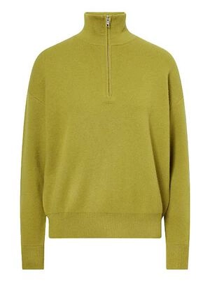 Staud Hudson Half-zip Cashmere Jumper - Pear