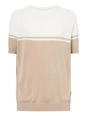 RAITH Riera Colour-block Knitted Top L Beige/ecru