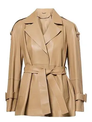 Nour Hammour Nera Belted Leather Jacket - Raw Camel