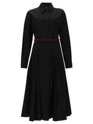 Max Mara Abito Chemisier In Popeline - Black