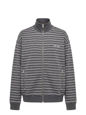 Miu Miu Striped Cotton Sweatshirt - Grey