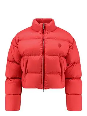 Gucci Crop Fit Down Jacket With Iconic Crest - Red