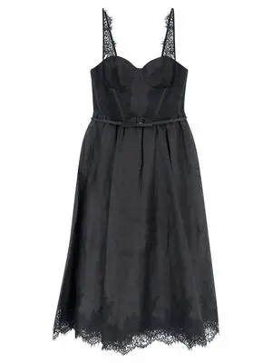 Zimmermann Valiant Midi Dress In Linen And Silk Blend - Black