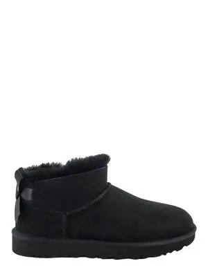 UGG Ultra Mini Bailey Bow Suede Ankle Boot Black