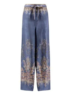 Zimmermann Valiant Track Silk Trousers Blue