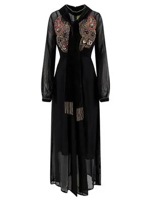 PHILIPPA 1970 Sutton Viscose Dress With Sequin And Rhinestone Embroidery - Black