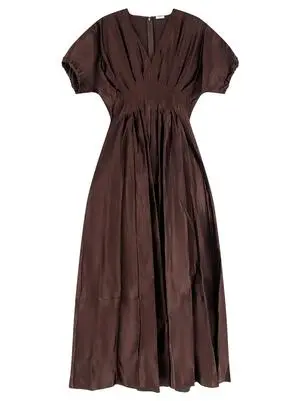JOSEPH Nova Long Silk And Linen Blend Dress - Brown