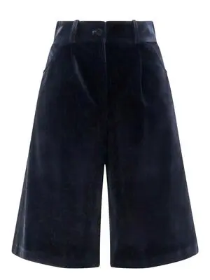 ACTUALEE Velvet Bermuda Shorts Blue