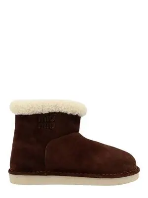 Miu Miu Suede Ankle Boots - Brown