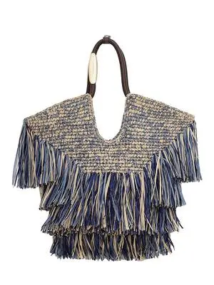 Zimmermann Goldentime Raffia Handbag - Blue