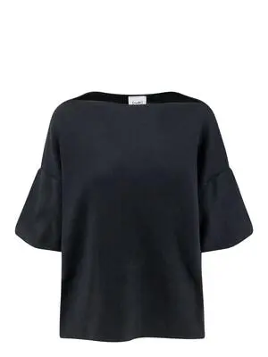NUDE Wool Blend Boat Neck Sweater Black