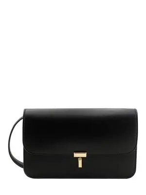 TOTEME Tlock Leather Crossbody Bag - Black