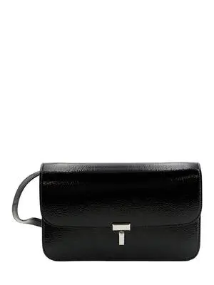 TOTEME Patent Tlock Crossbody Bag - Black