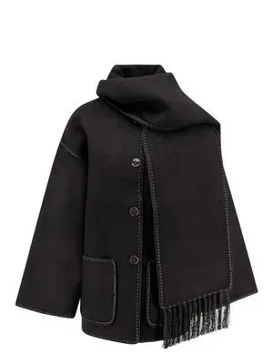 TOTEME Embroidered Scarf Jacket In Wool Blend - Black