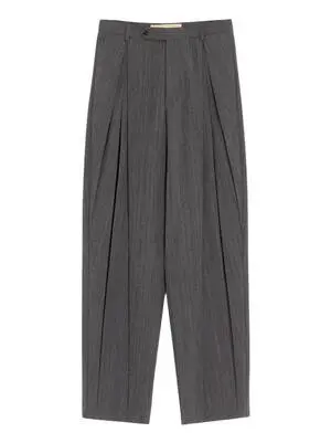 Valentino Garavani Pinstripe Wool Trousers With Pleats - Grey/multicolour