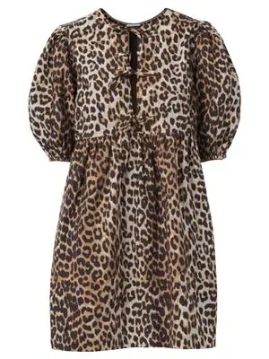 GANNI Ganni Women Leopard Print Mini Dress Multicolor