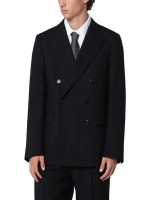 Dries Van Noten Double-breasted Jacket In Wool - Black