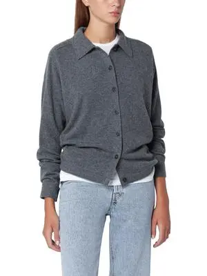TOTEME Dark Melange Cashmere Cardigan - Grey