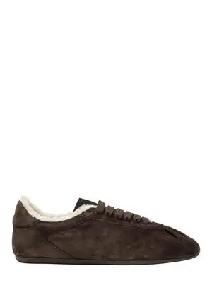 Dolce & Gabbana Ebony Ballet Sneaker In Suede - Brown