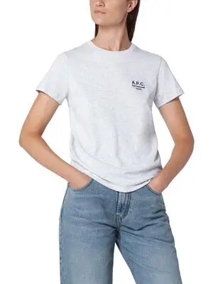 A.P.C. Gray Cotton T-shirt With Embroidery