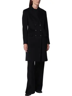 Dolce & Gabbana Double-breasted Coat In Wool - Black