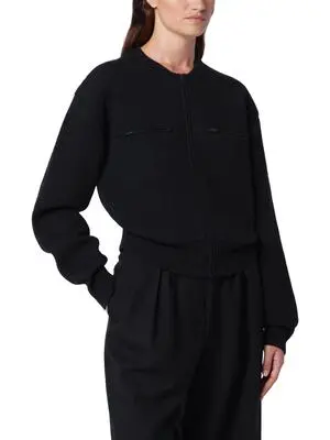 LEMAIRE Charcoal-colored Alpaca Blend Zip-up Sweater - Black
