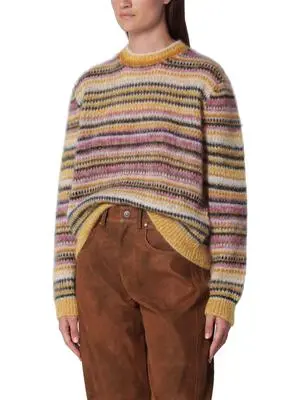 Isabel Marant Étoile Morine Multicolored Striped Mohair Sweater Orange