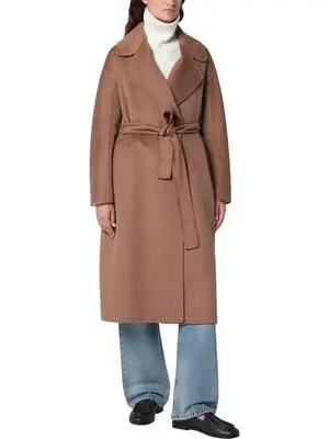 Max Mara Camel-colored Wool And Cashmere Midi Coat Brown