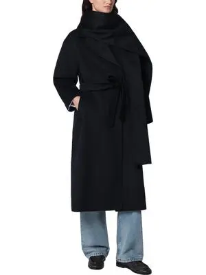 Max Mara Dark Blue Wool And Cashmere Dressing Gown Coat Blue