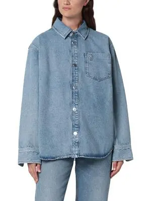 AMI Paris De Caur Overshirt In Cotton - Blue