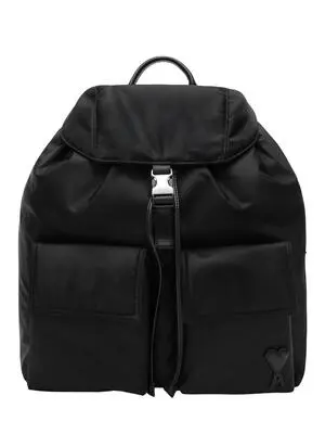 AMI Paris Marcel Nylon Backpack - Black