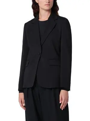 Max Mara Single-breasted Blazer In Stretch Wool - Black