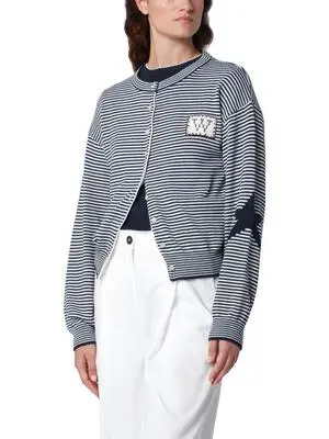 Max Mara Cotton Cardigan With Inlays - Blue