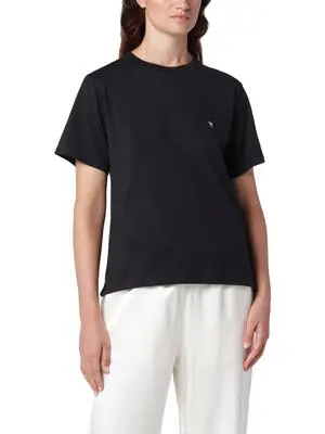 Max Mara Black T-shirt In Cotton With Logo Embroidery Black